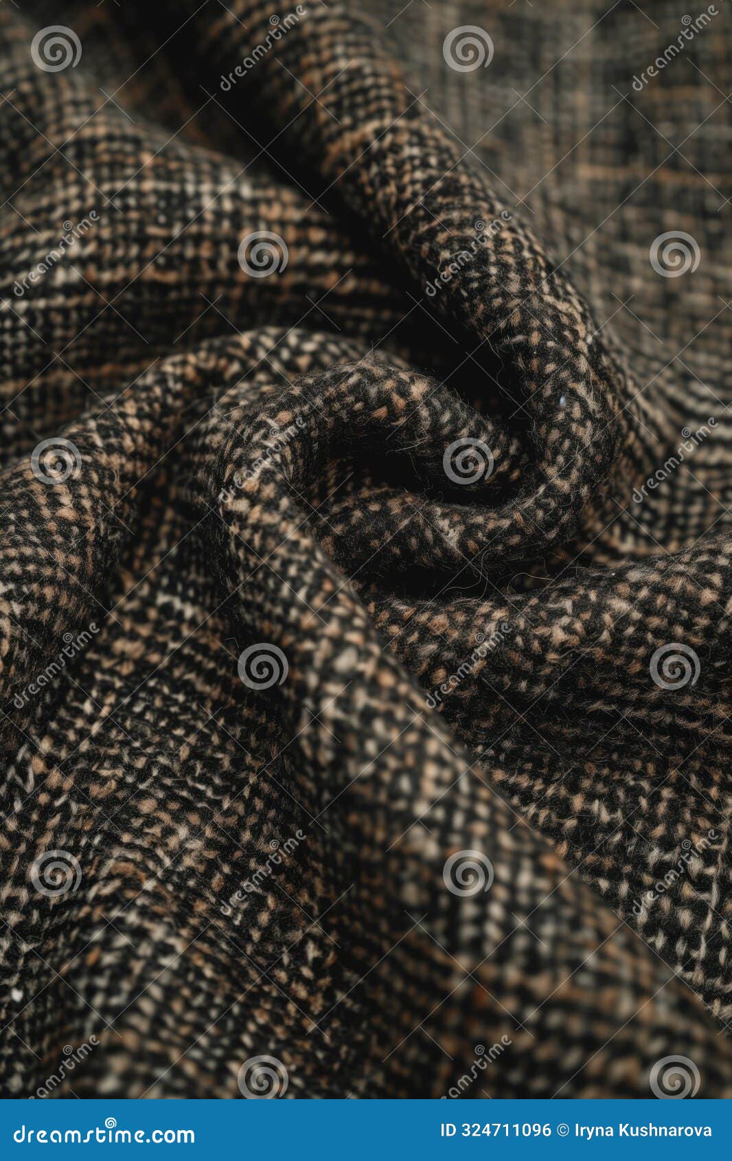 Black Fabric with White Spots Texture. Close-up View of Tweed Cloth ...