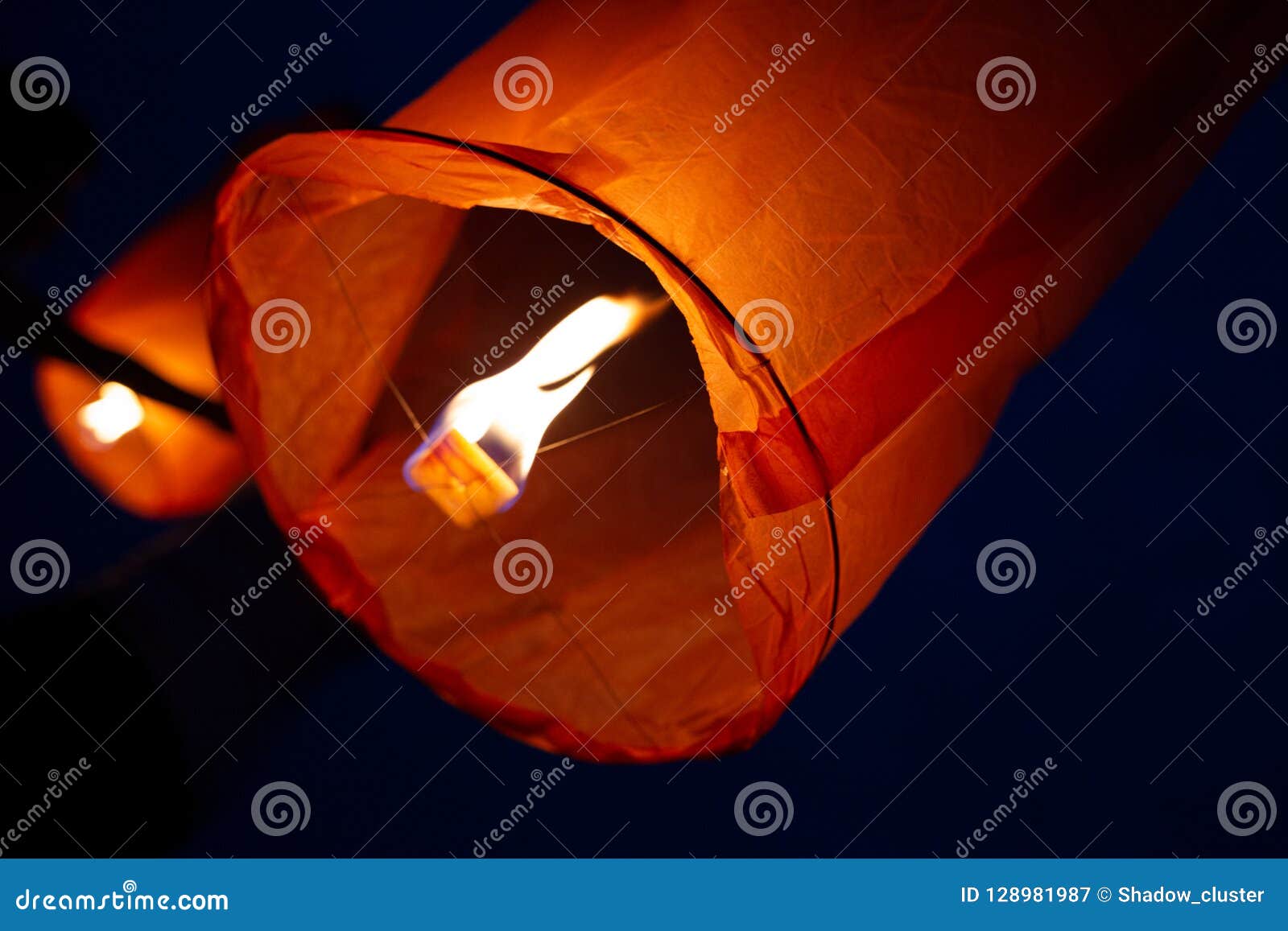 Close Up View of Two Chinese Flying Lanterns Stock Image - Image of ...