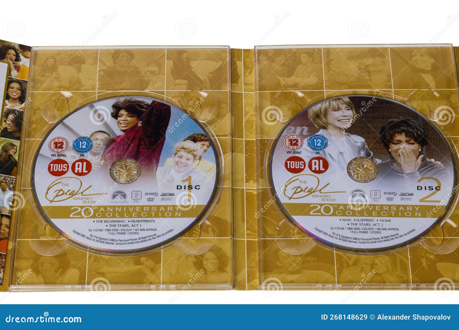 Close-up View of Two DVD Inside Oprah Winfrey 20th Anniversary Box ...