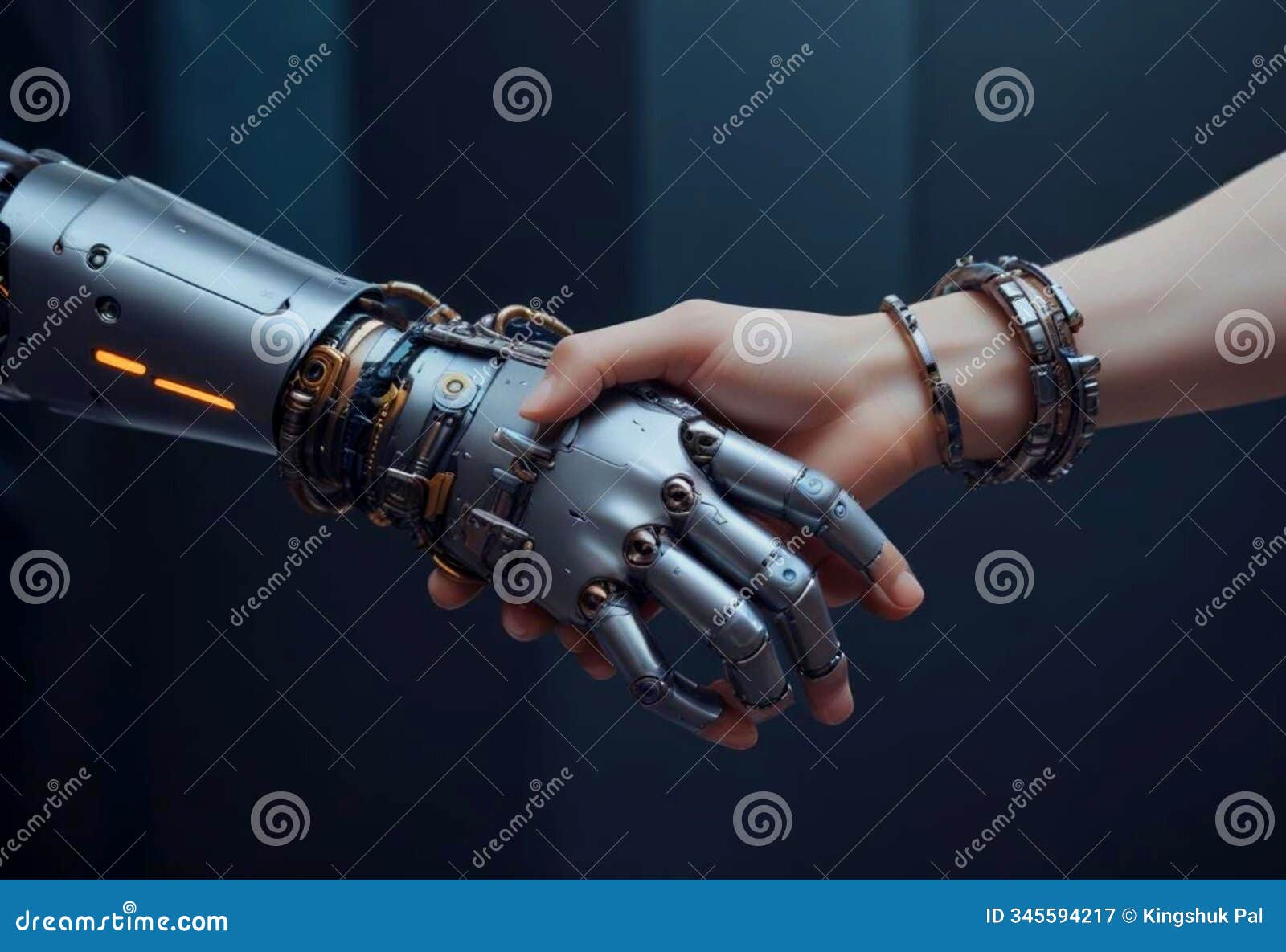 A Close Up Of A Robotic Hand With A Black And Gold Glove Royalty-Free ...