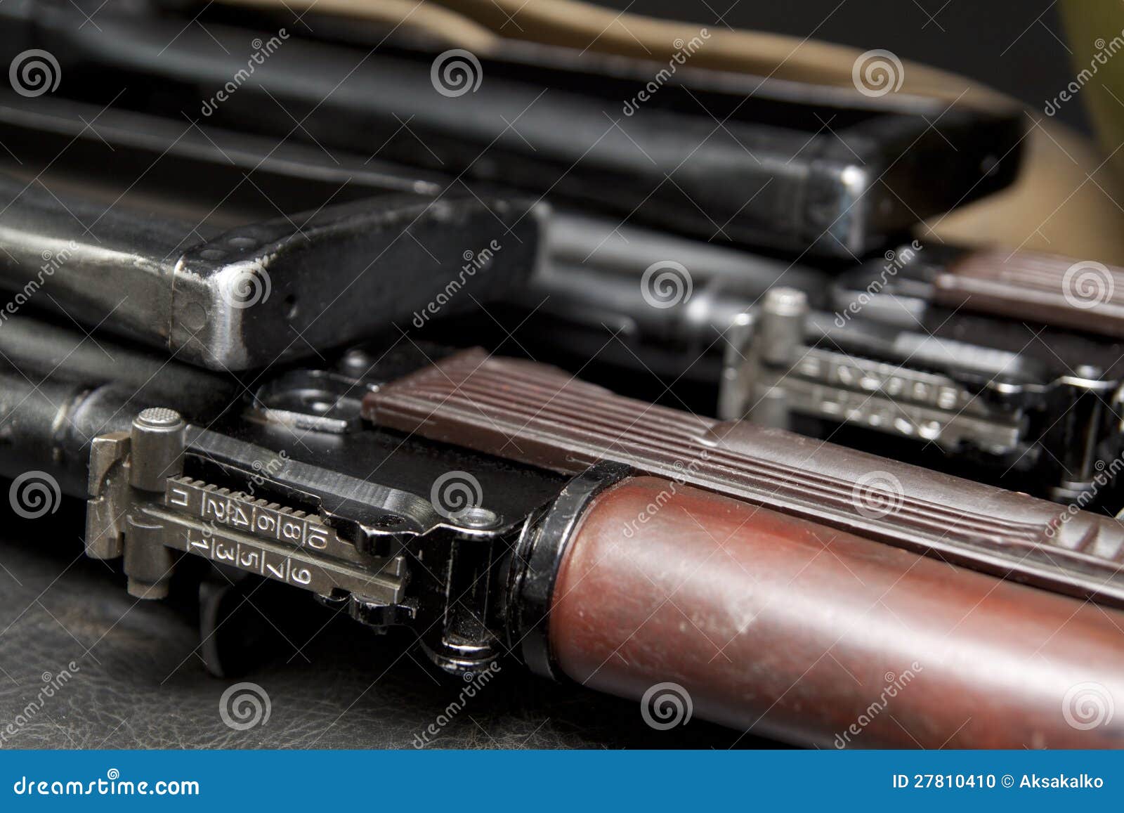 Top View Of The Kalashnikov AKM Or AK47 On Green Canvas Royalty-Free ...