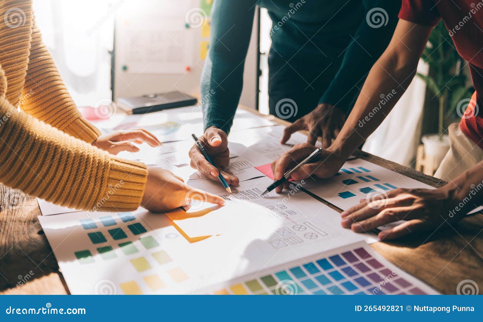 Close Up View Of Ui Developer Team Brainstorming On Their Project With