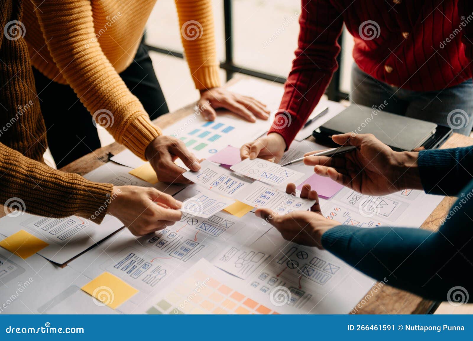 Close Up View Of Ui Developer Team Brainstorming On Their Project With