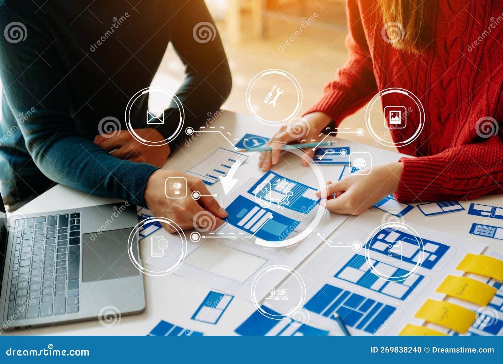Close Up View of UI Developer Team Brainstorming on Their Project with ...