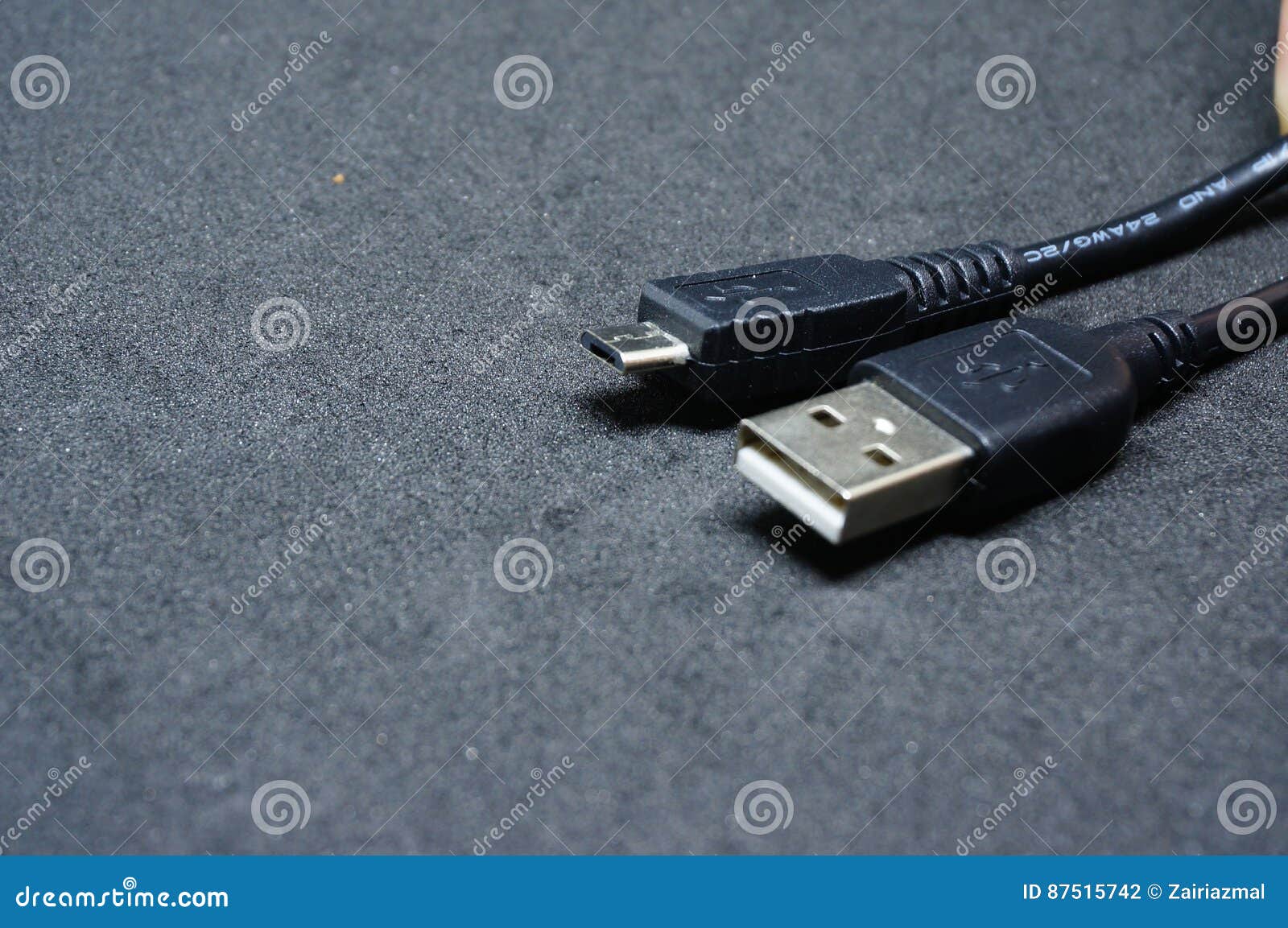 Close up view of usb cable stock photo. Image of black - 87515742