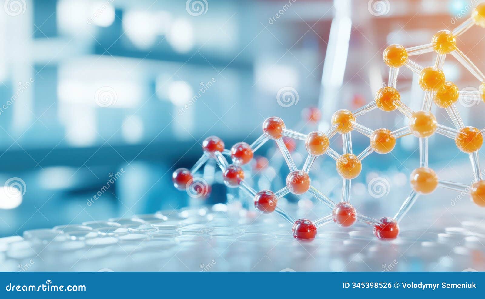 Close Up View of Vibrant Molecular Chains in a Polymerization Process ...