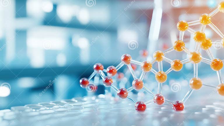 Close Up View of Vibrant Molecular Chains in a Polymerization Process ...