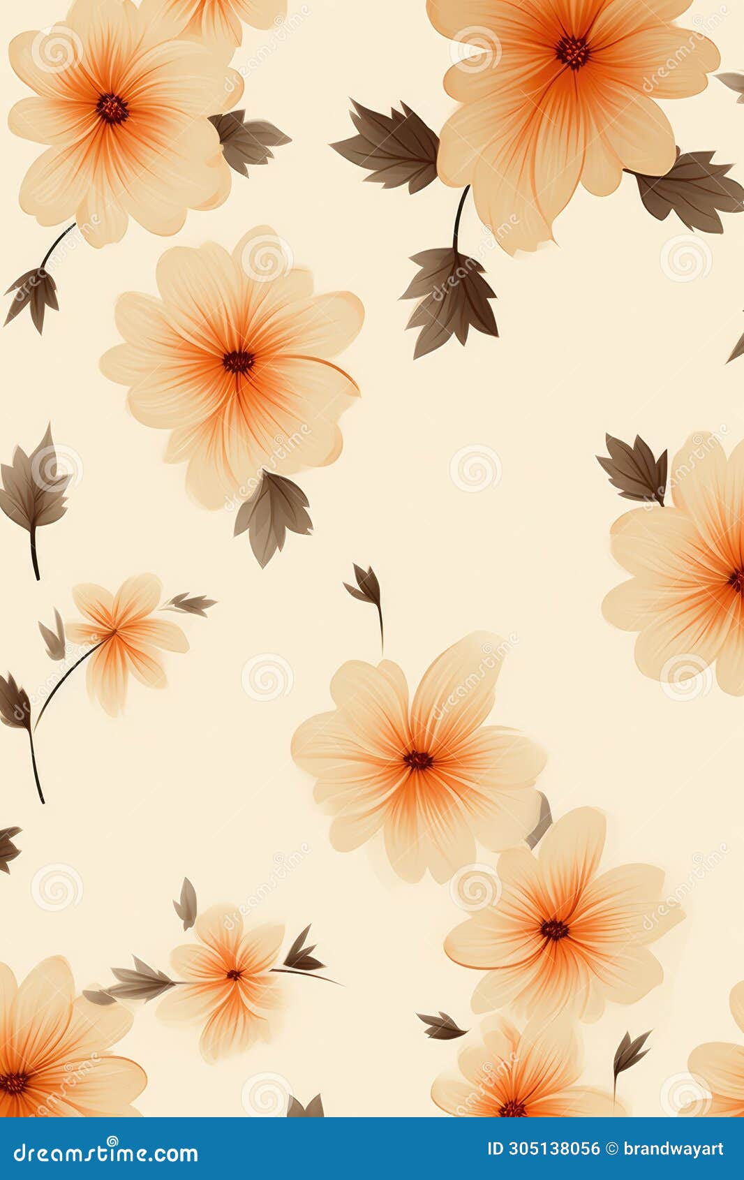 Orange Flower Pattern on White Background Stock Illustration ...