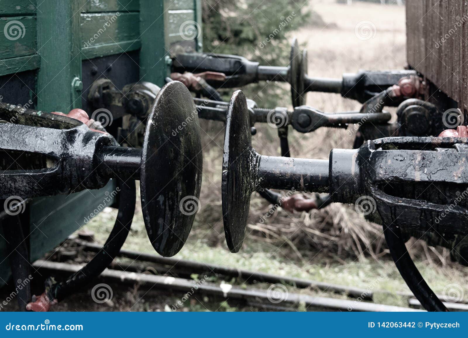 Close-up View of Vintage Metal Train Buffers Stock Photo - Image of ...