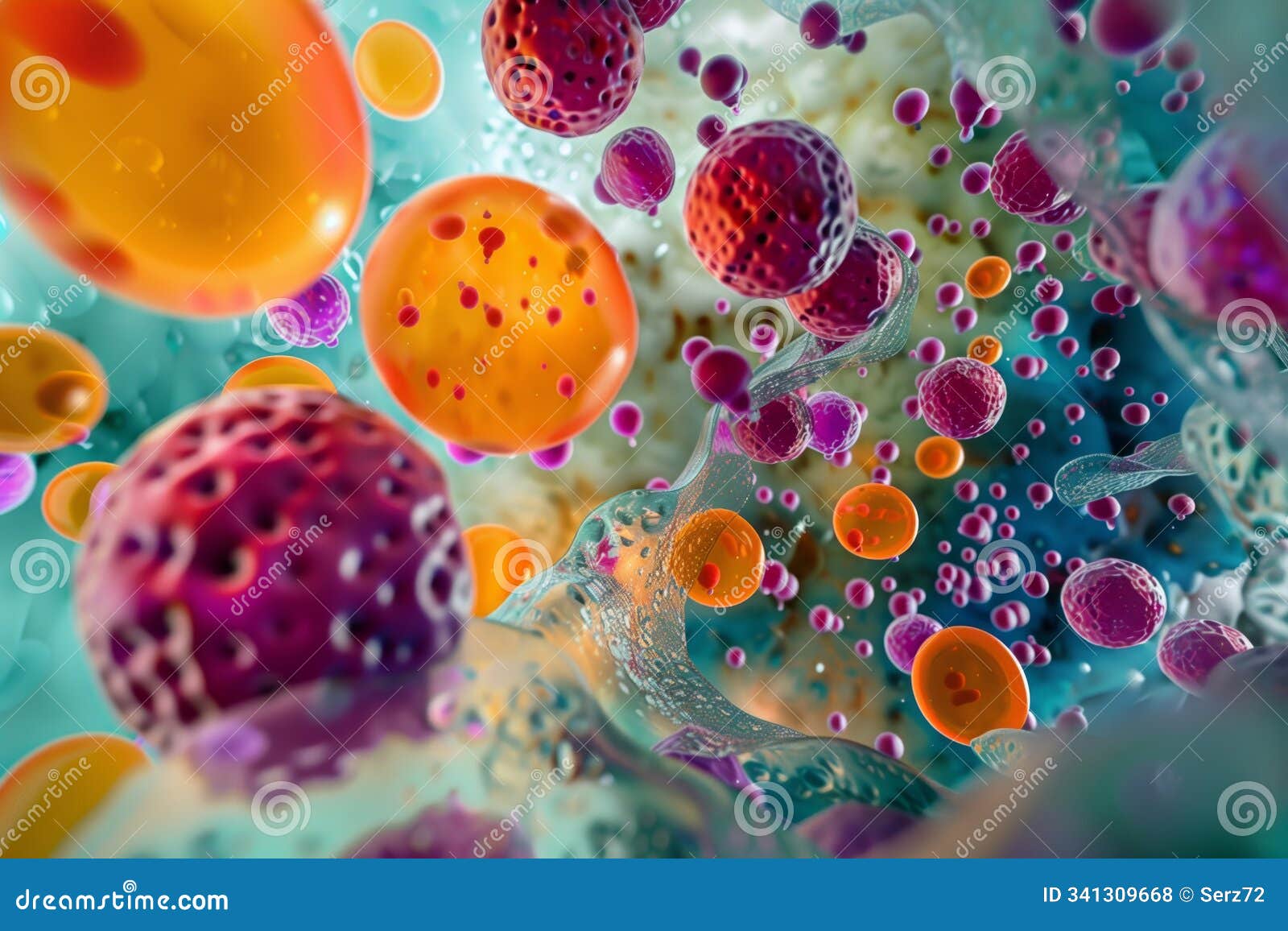 A Close-up View of Vitamin Molecules Interacting with Human Cells Under ...