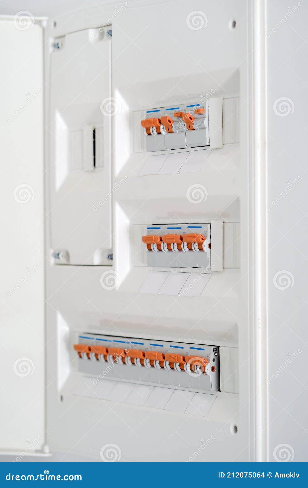 Close Up View Wall-mounted Distribution Panel Board Stock Photo - Image ...