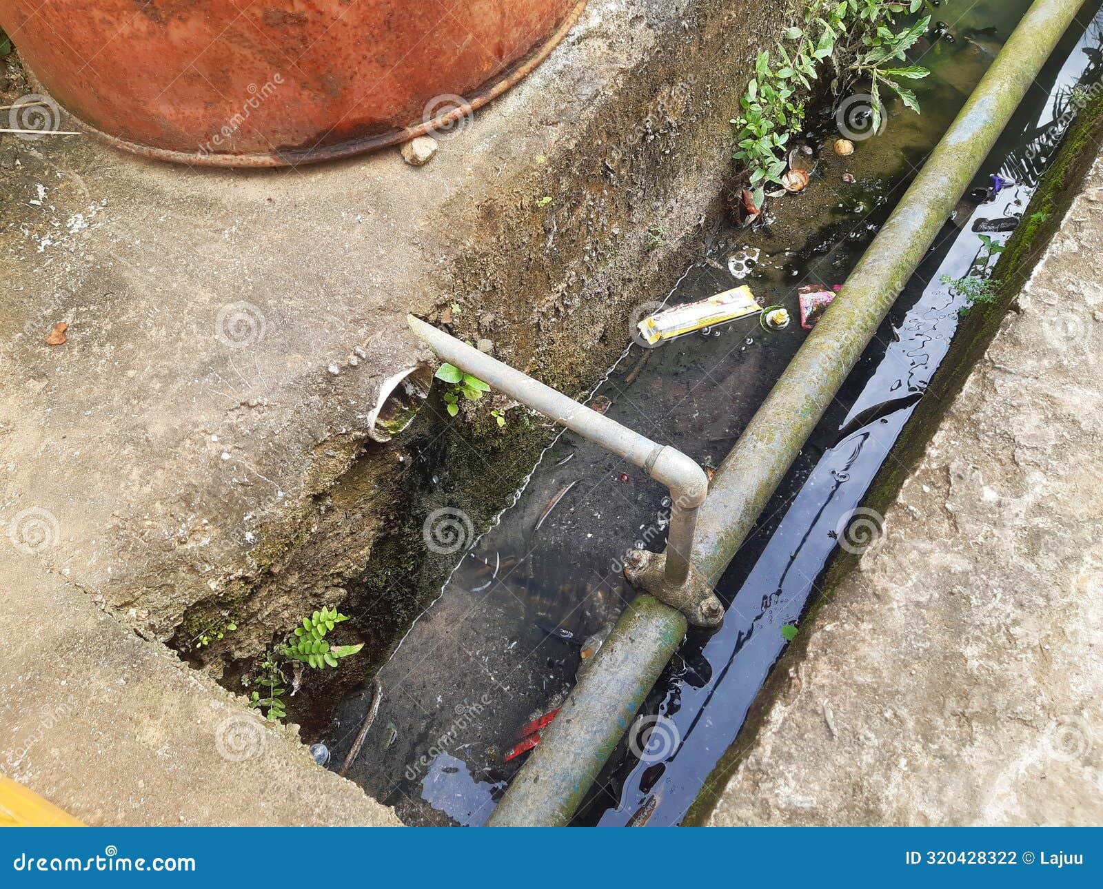 Close-up View of Water Channels, Drinking Water Pipe Installations ...
