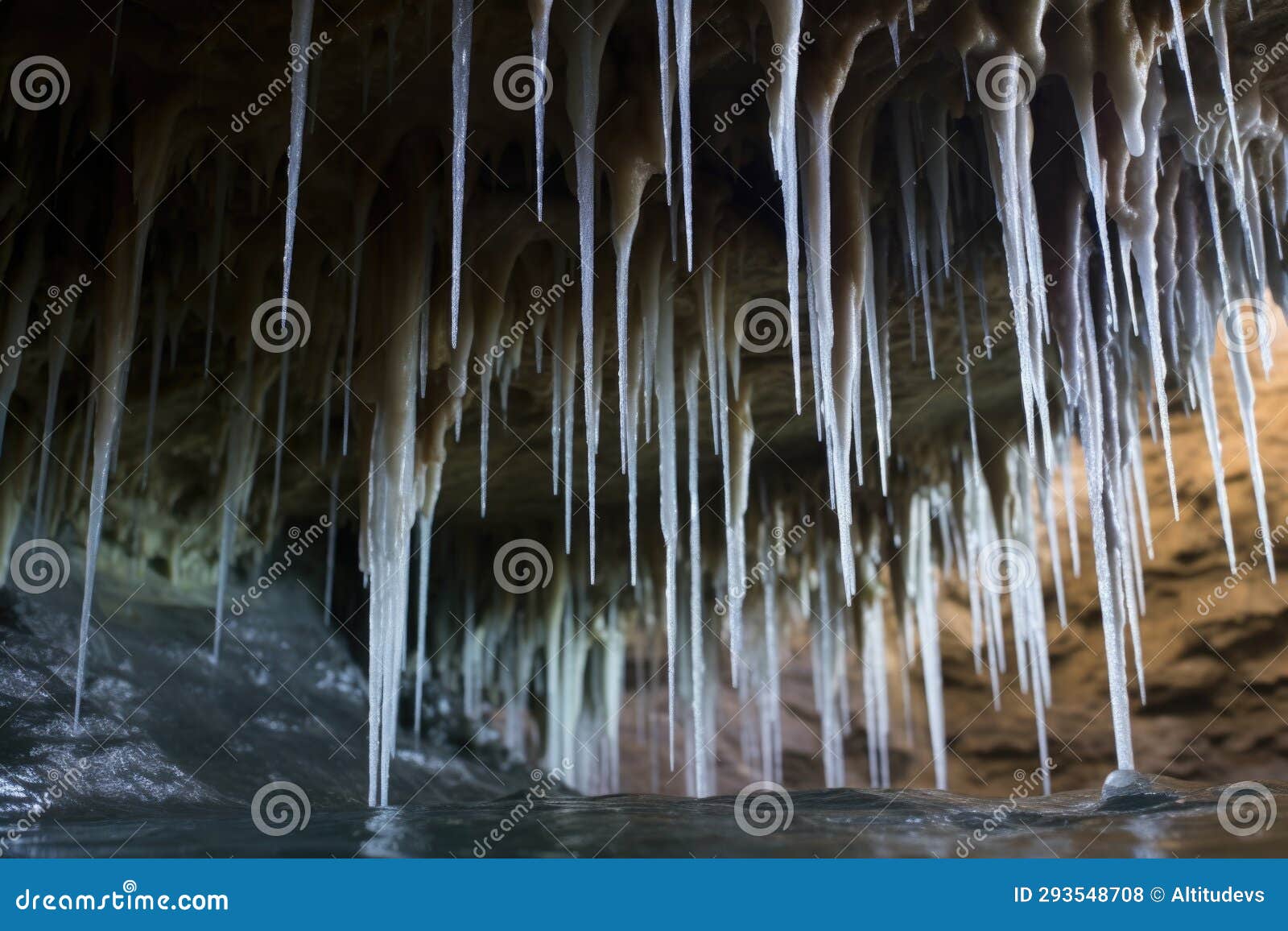 Close-up View of Water Drops Falling from Cave Stalactites Stock Photo ...