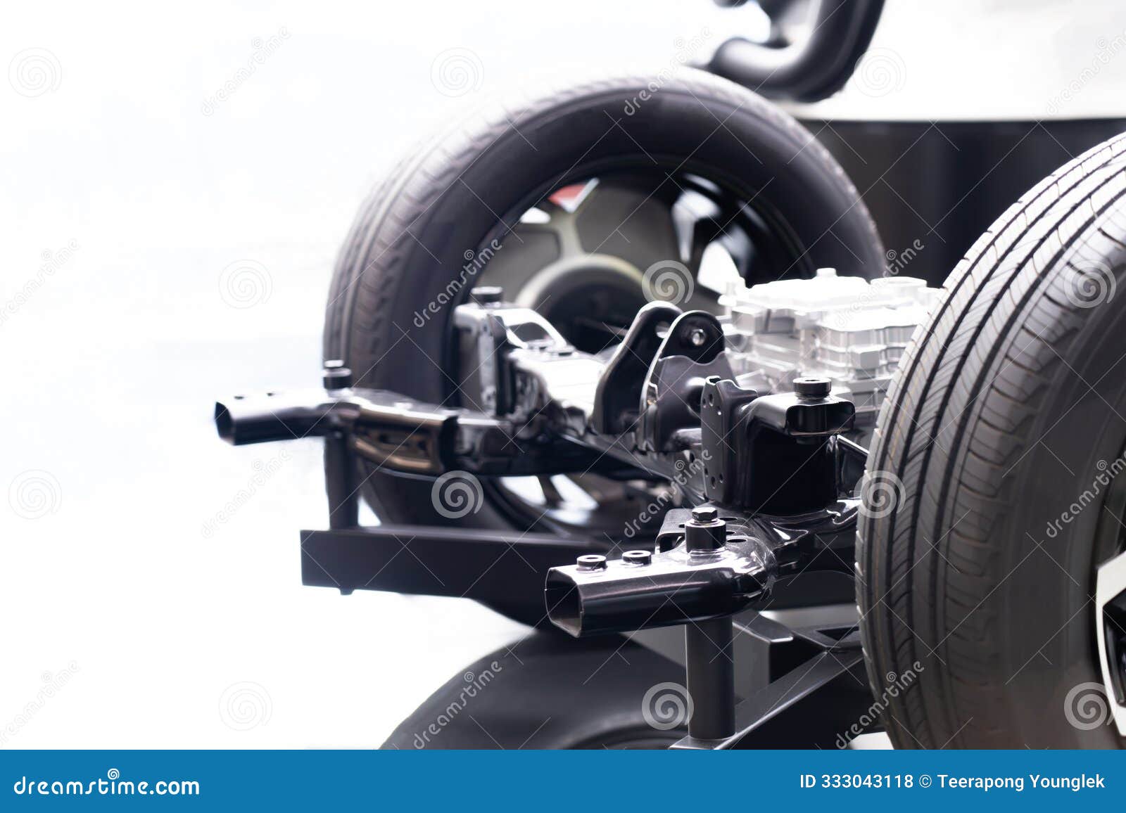 Close-up View of the Wheels and Internal Structure of an Electric Car ...