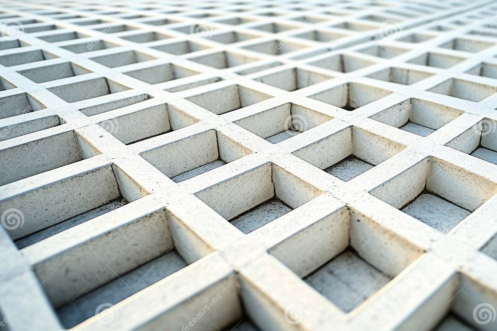 Close-up View of a White Concrete Grid Structure Forming a Repeating ...