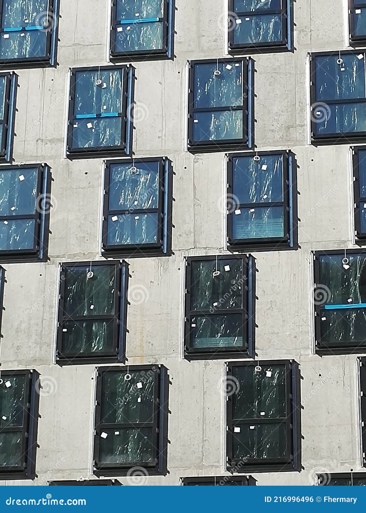 Close-up View of Windows and Concrete on a Building Under Construction ...