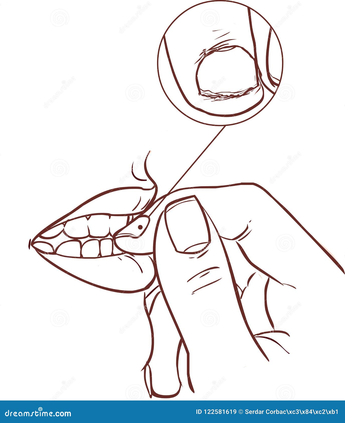 Close Up View on the Woman Biting Nails Stock Vector - Illustration of ...