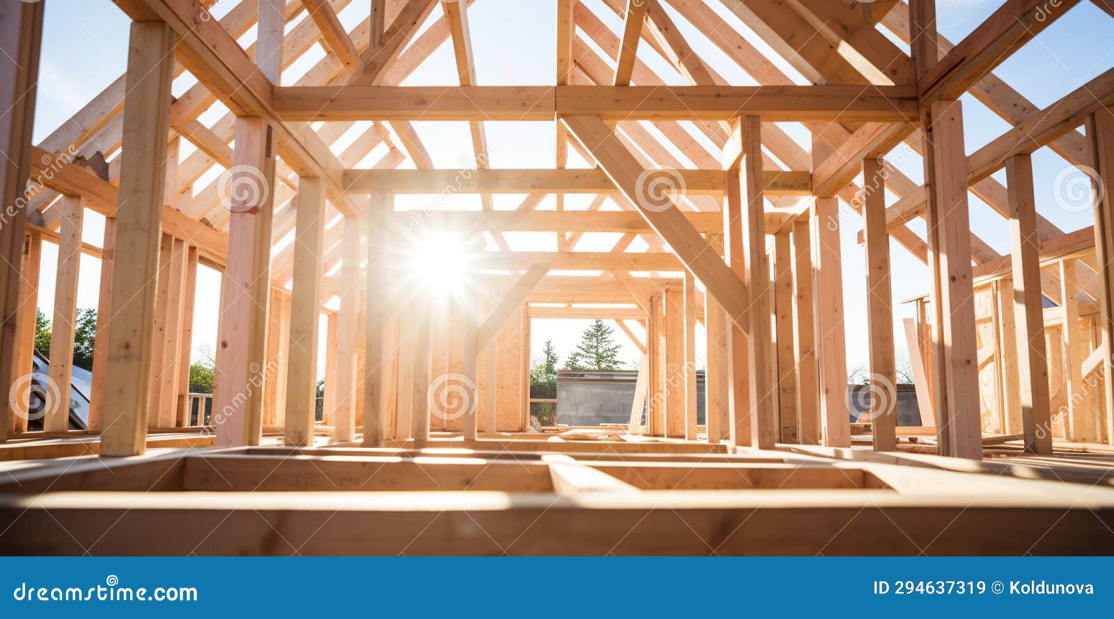 Close-up View of Wooden Frame of a House Structure , Concept of ...