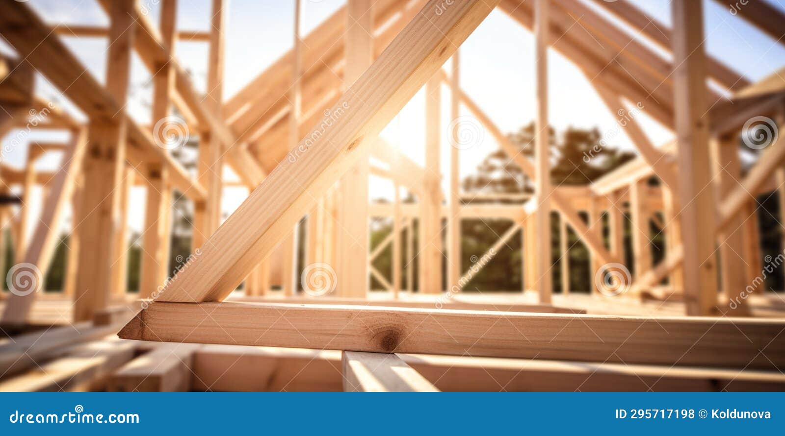 Close-up View of Wooden Frame of a House Structure , Concept of ...