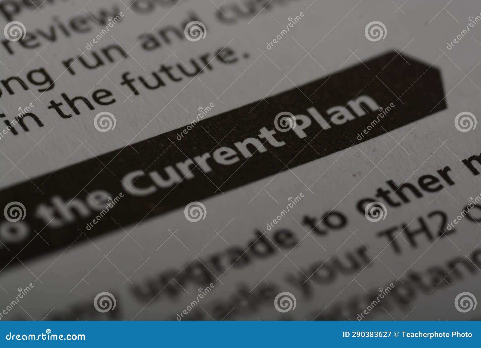 Close Up View of the Word CURRENT PLAN. Currently Active Plan, Strategy ...