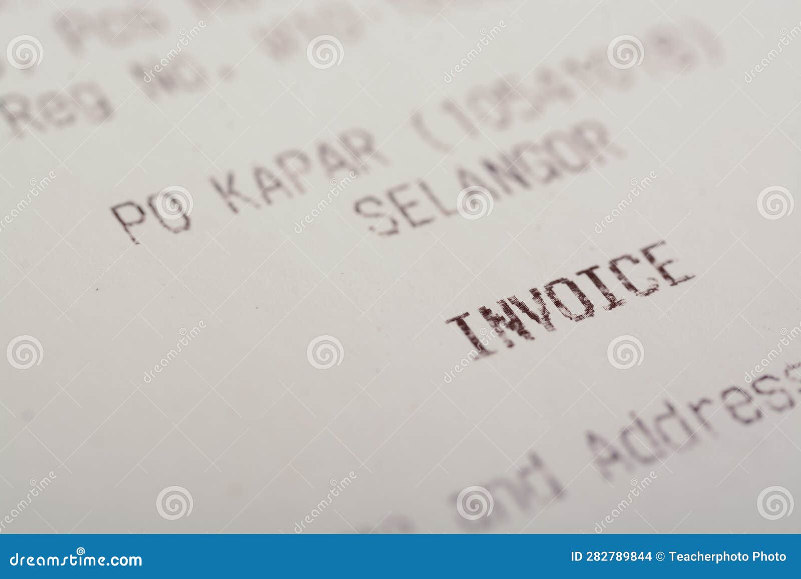 A Close-up View of the Word "INVOICE" on a Sales Receipt Stock Photo ...