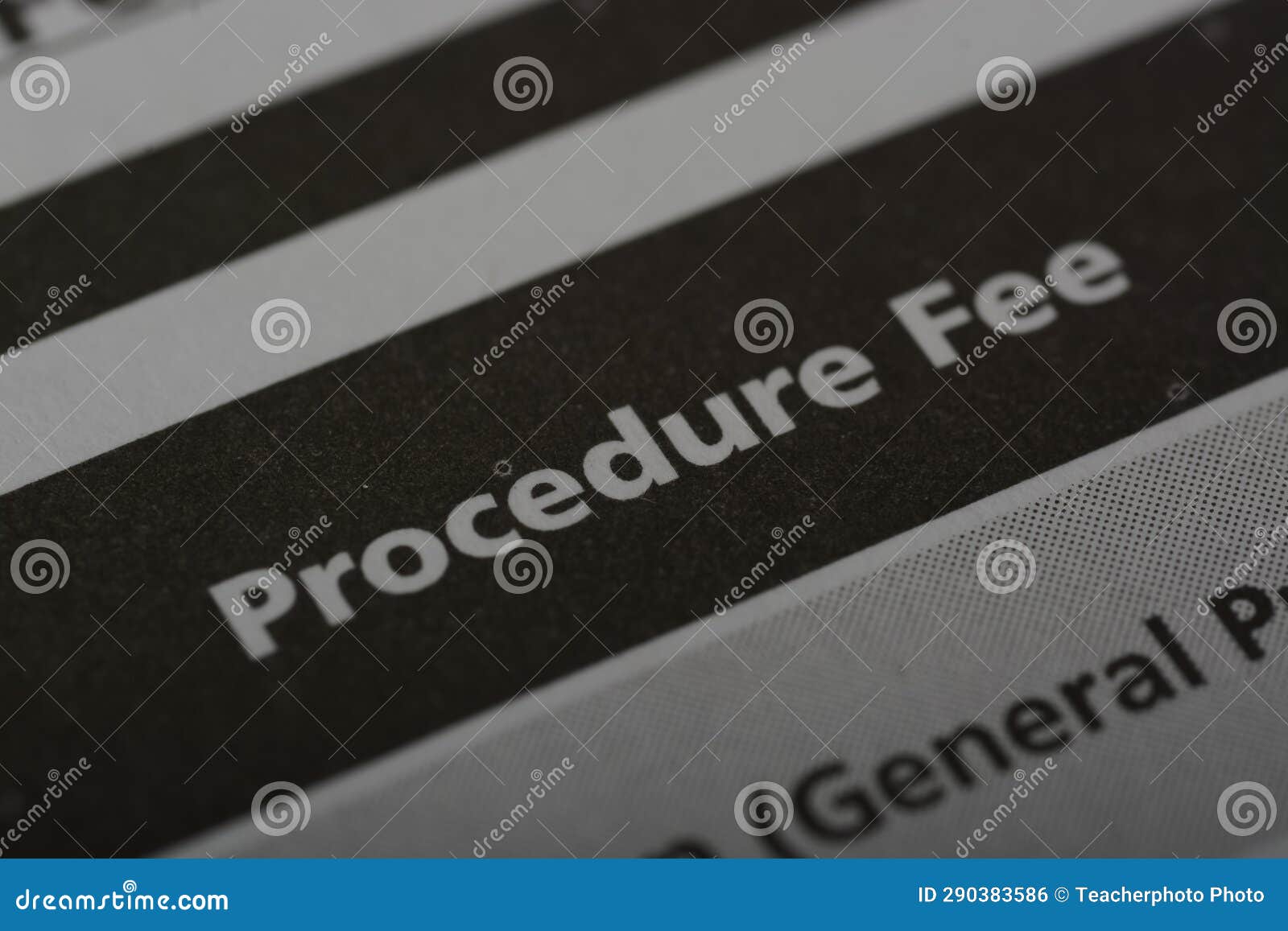 Close Up View of the Word PROCEDURE FEE Stock Photo - Image of handling ...