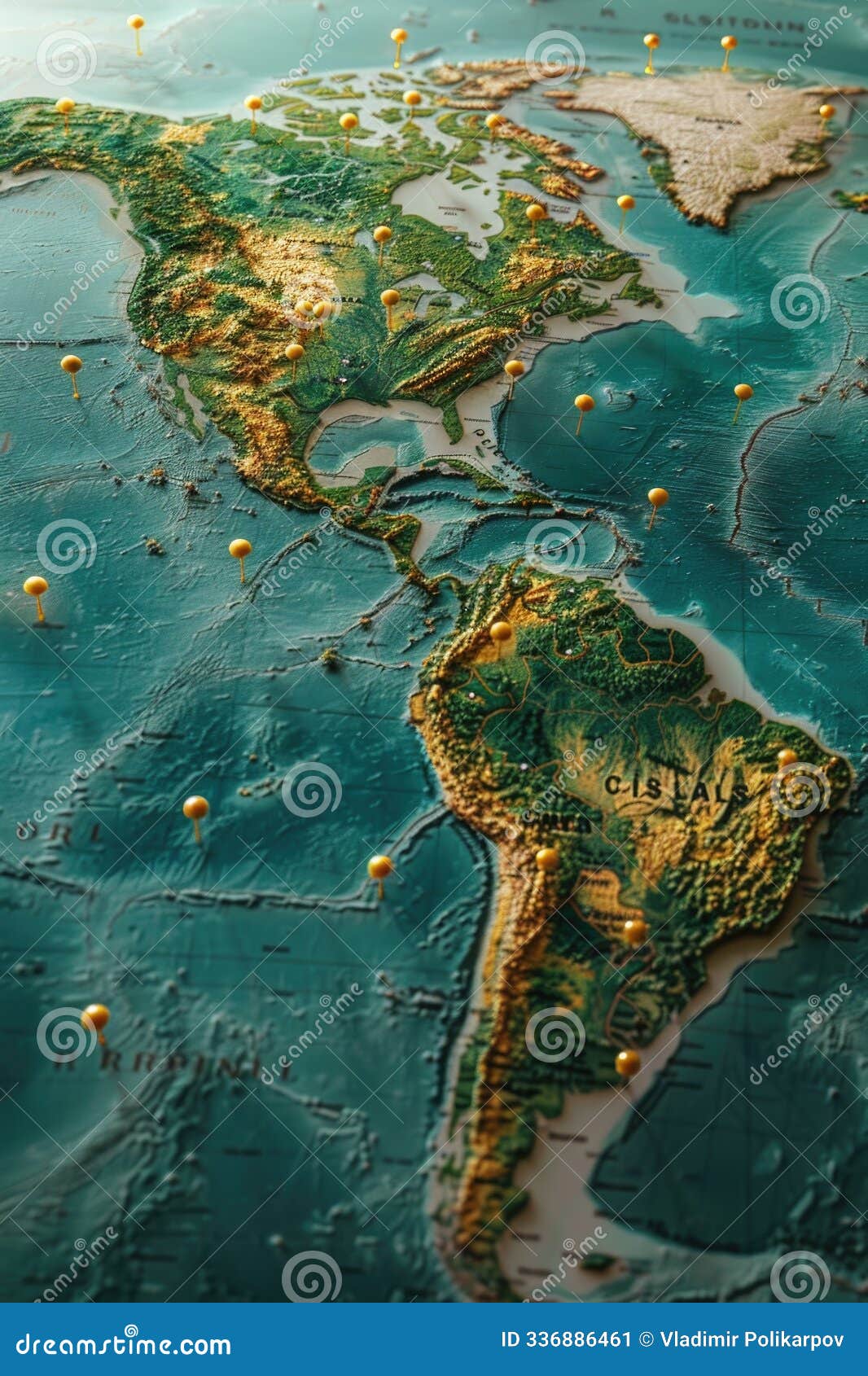 A Close-up View of a World Map Showing Various Countries and ...