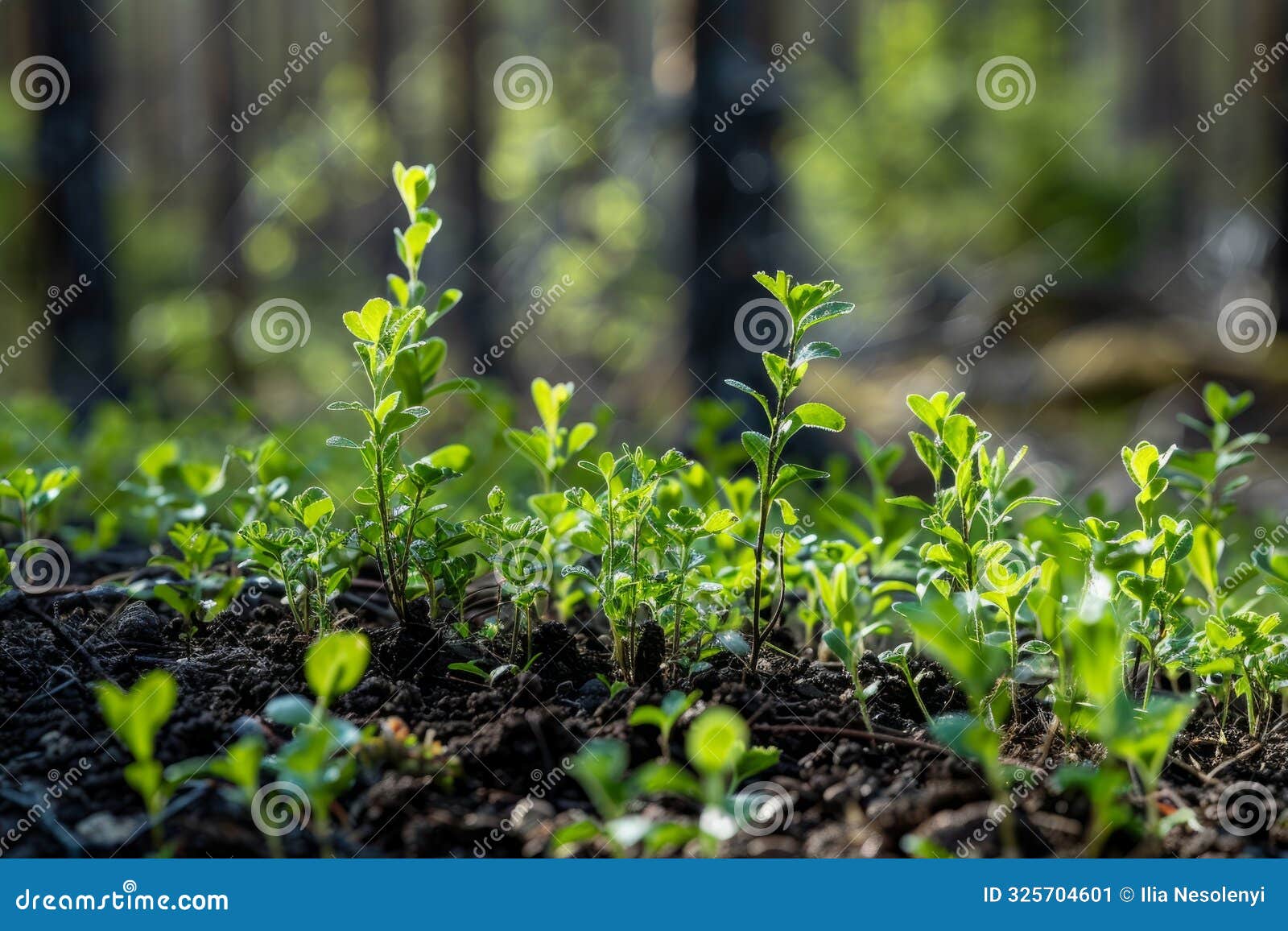 Close-up View of Young Saplings and Regrowth in the Dirt Stock Image ...