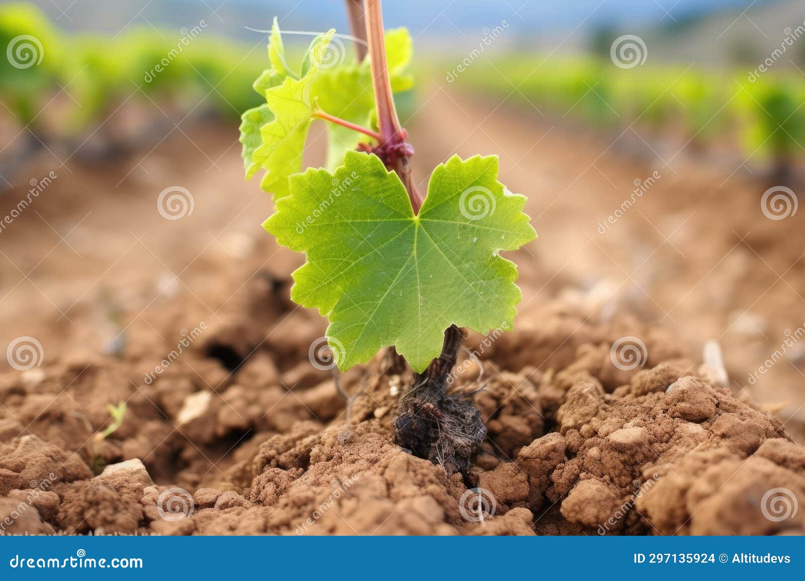 Close-up of Vineyard Soil with Budding Grapevine Stock Photo - Image of ...