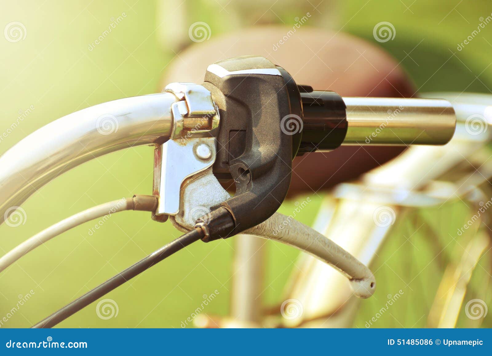 Close Up Vintage Bicycle Handlebar Stock Photo - Image of background ...