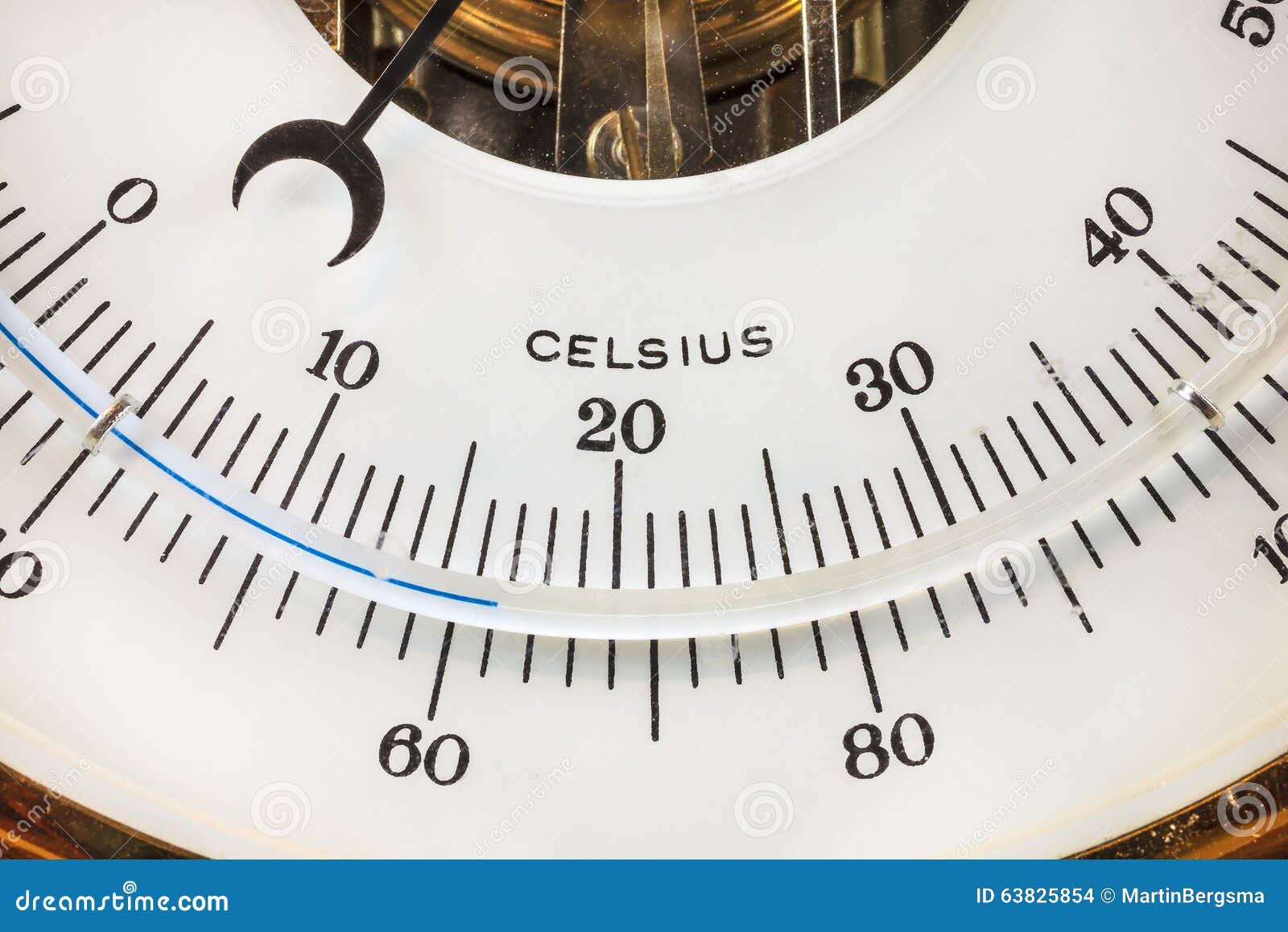Close Up of a Vintage Circular Thermometer Stock Photo - Image of ...