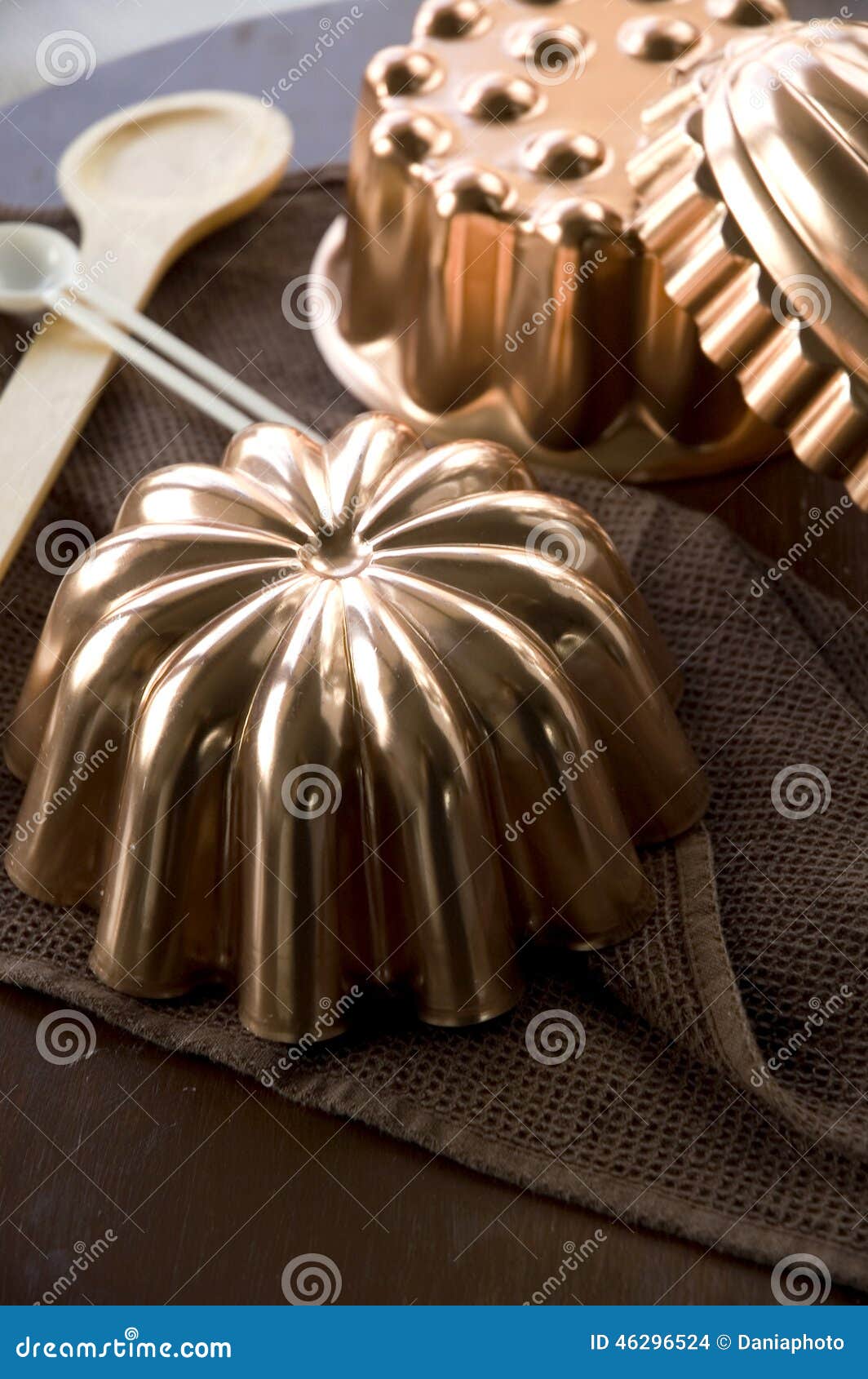 Close Up Vintage Copper Molds Stock Photo - Image of dessert ...