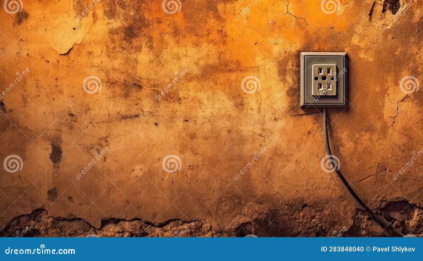 Close Up Vintage Electrical Power Socket on Wall. Stock Photo - Image ...