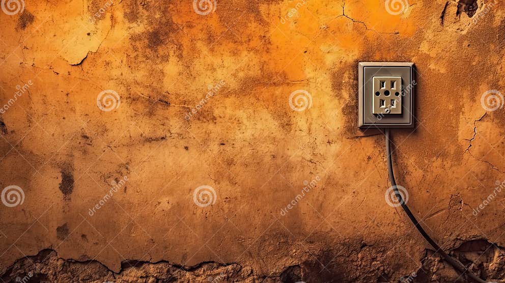 Close Up Vintage Electrical Power Socket on Wall. Stock Photo - Image ...