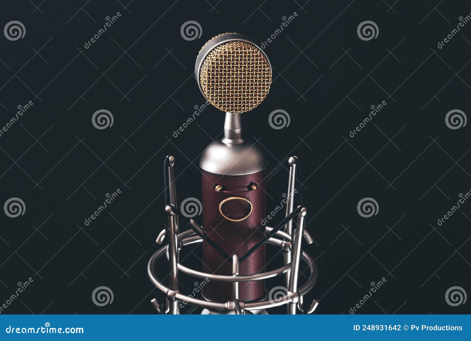 Close Up of Vintage Microphone on a Black Background. Stock Photo ...