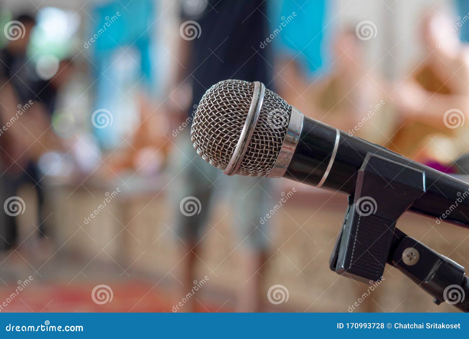 Close Up of Vintage Microphone on Stage Stock Photo - Image of live ...