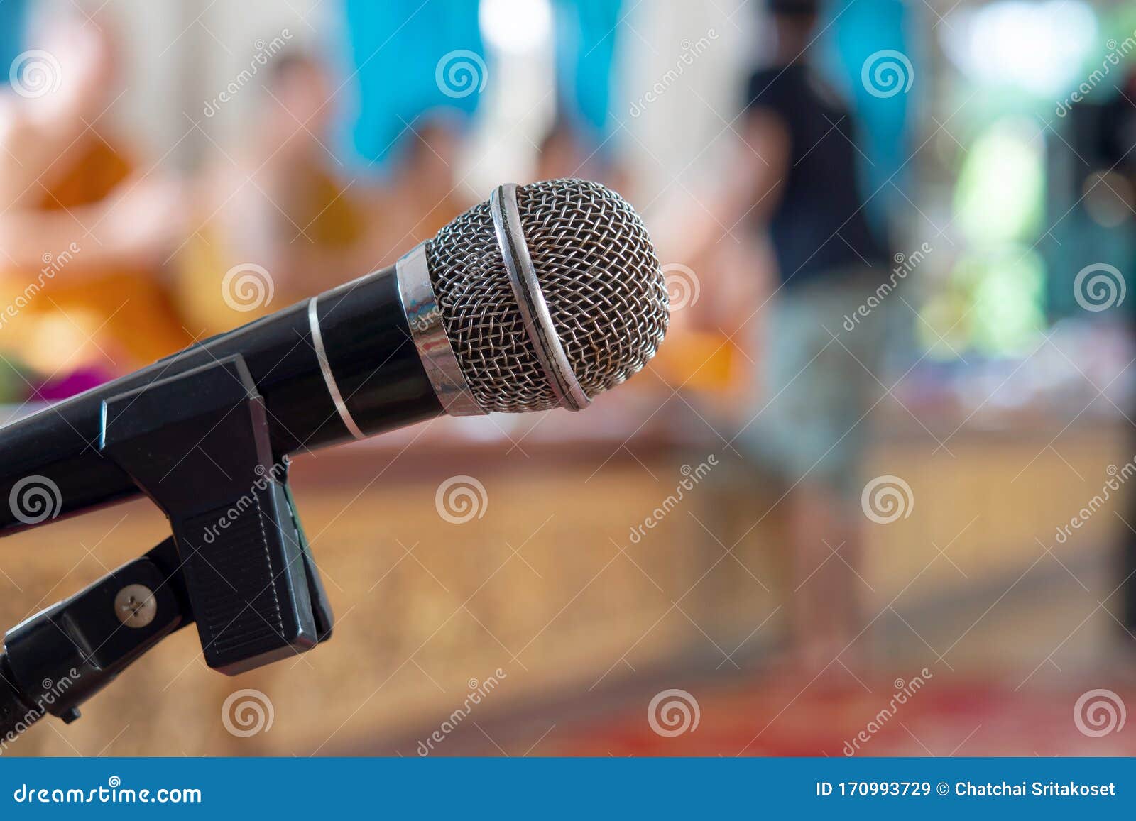 Close Up of Vintage Microphone on Stage Stock Image - Image of musical ...