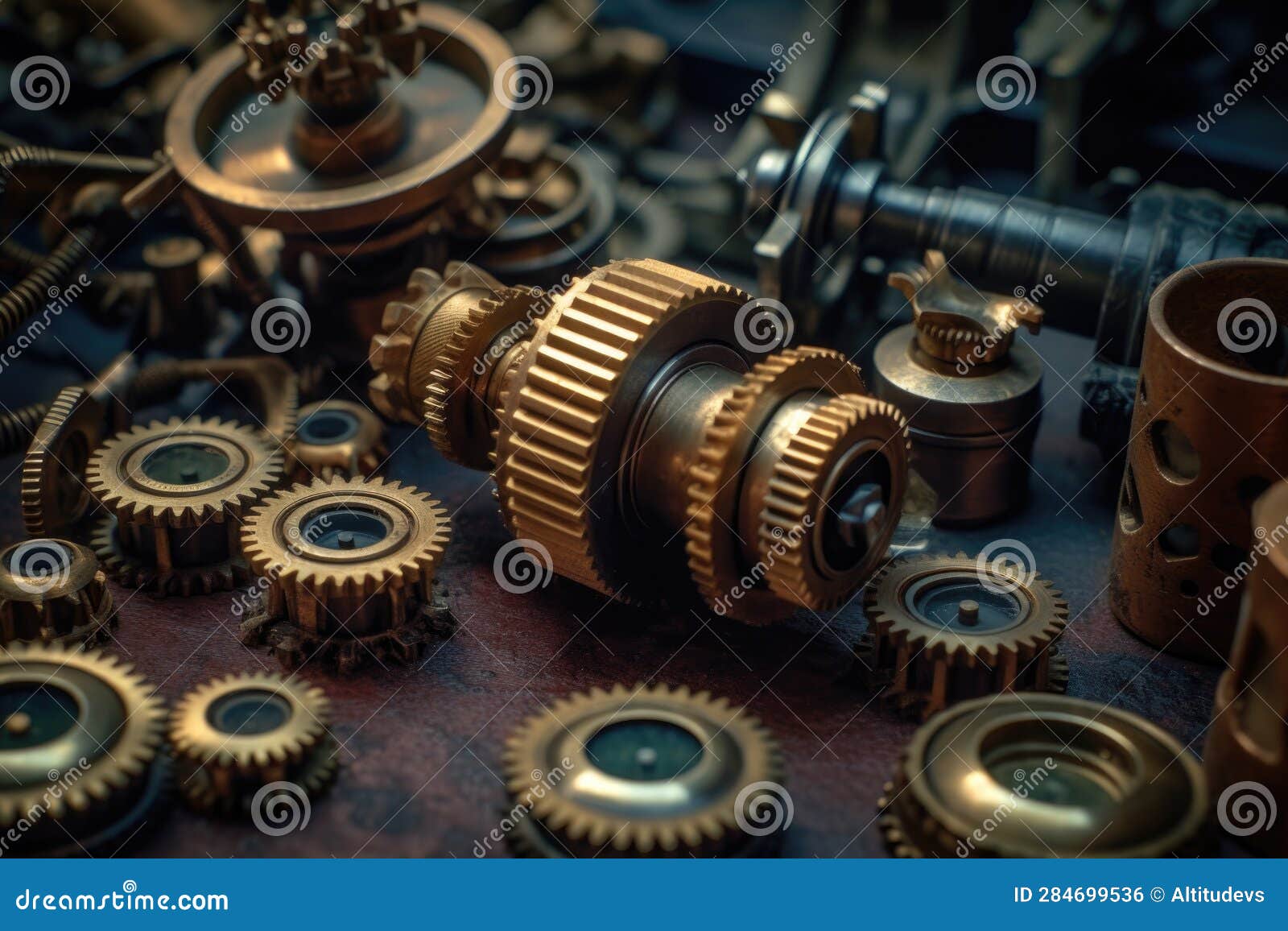 Close-up of Vintage Microscope Lenses and Gears Stock Photo - Image of ...