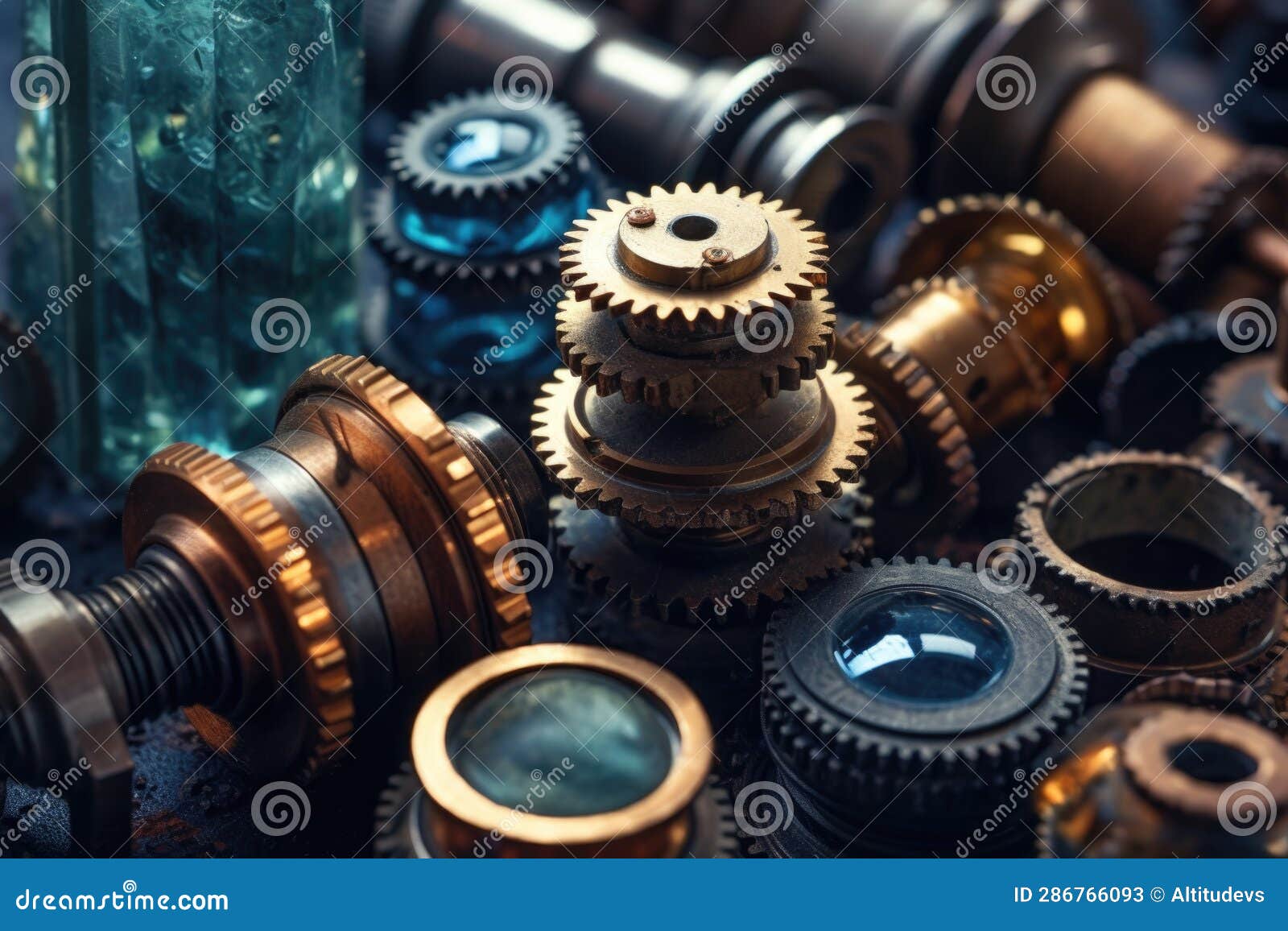 Close-up of Vintage Microscope Lenses and Gears Stock Image - Image of ...