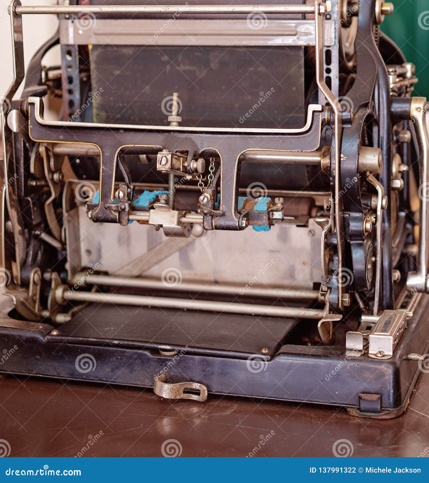 Close Up of a Vintage Printing Machine Stock Photo - Image of bend ...