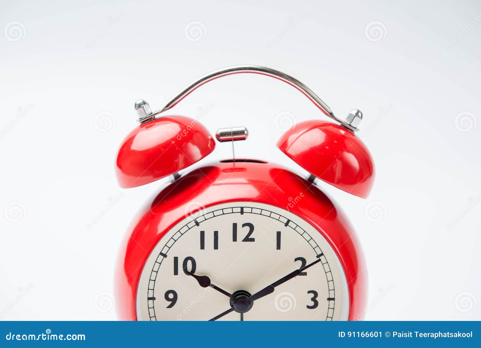 Close Up of a Vintage Red Bell Clock Stock Image - Image of analog ...