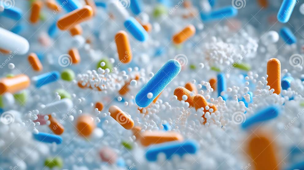 Close-Up of Viral Particles Under Microscope Lens. Stock Illustration ...