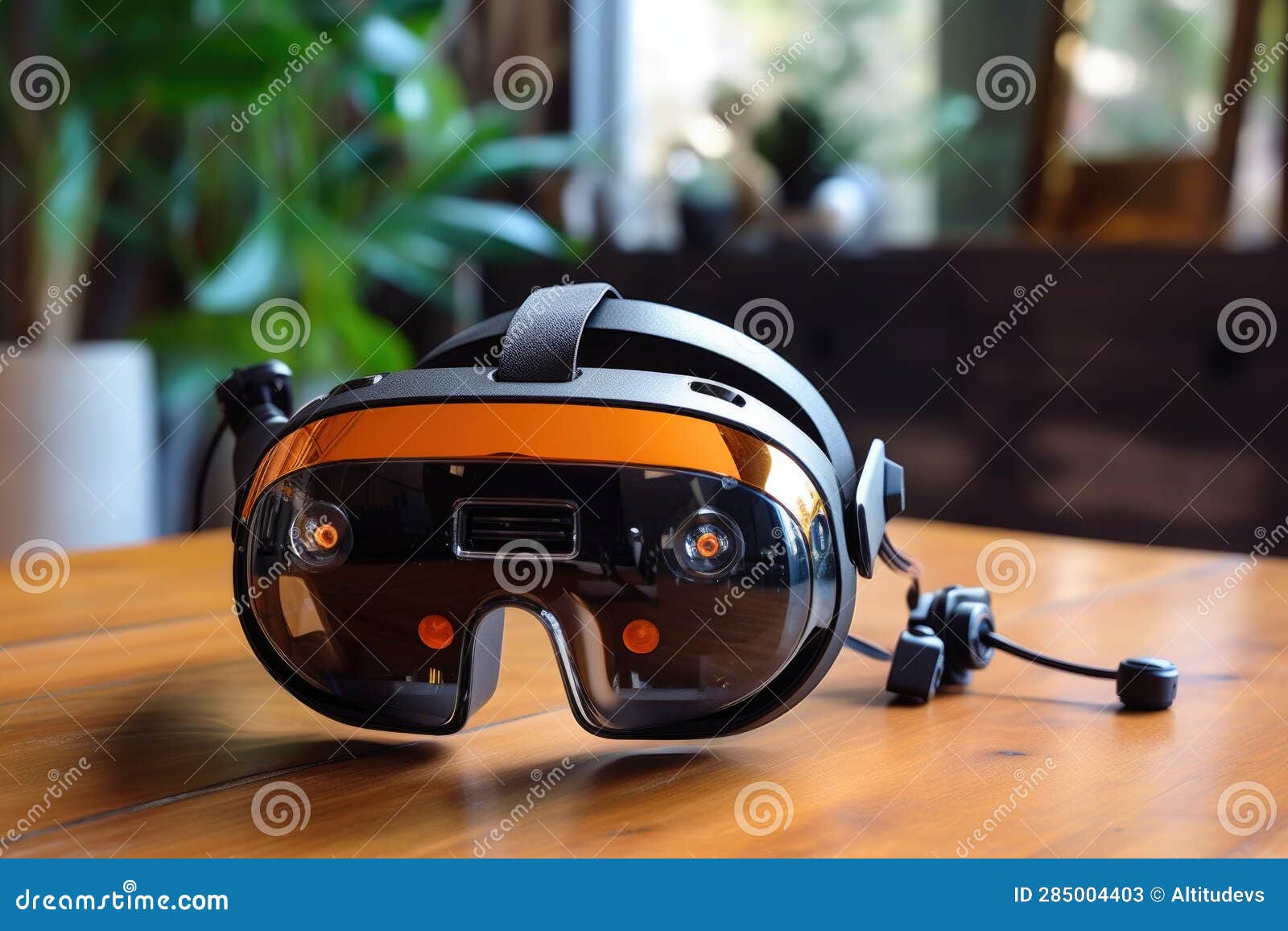 Close-up of Virtual Reality Headset on Table Stock Illustration ...