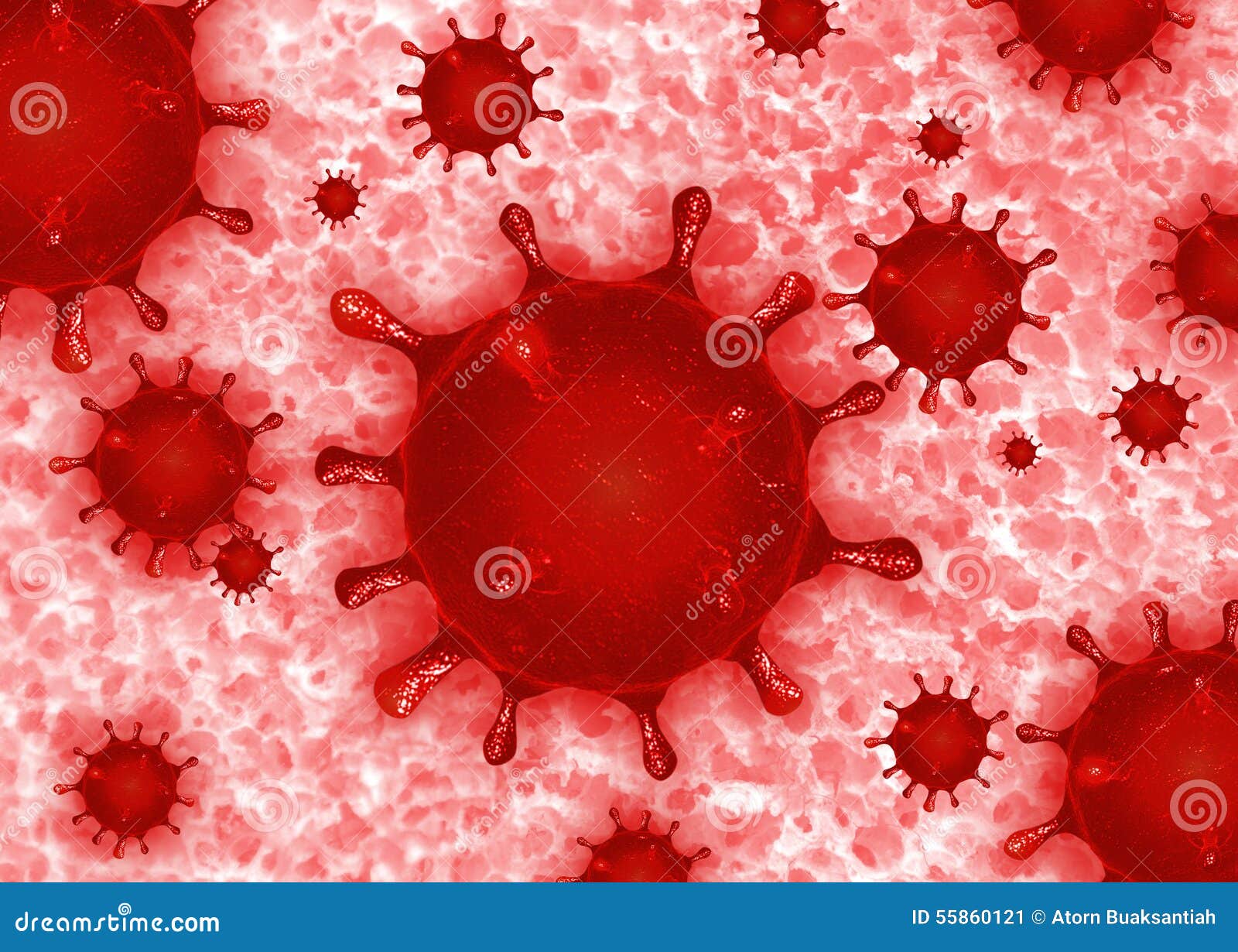 Close-up Of Virus Cells Or Bacteria. Flu, View Of A Virus Under A ...