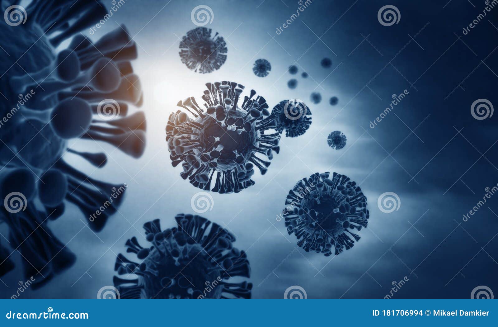 Virus Cells Invading Host Organism Causing Disease, Under Microscope ...