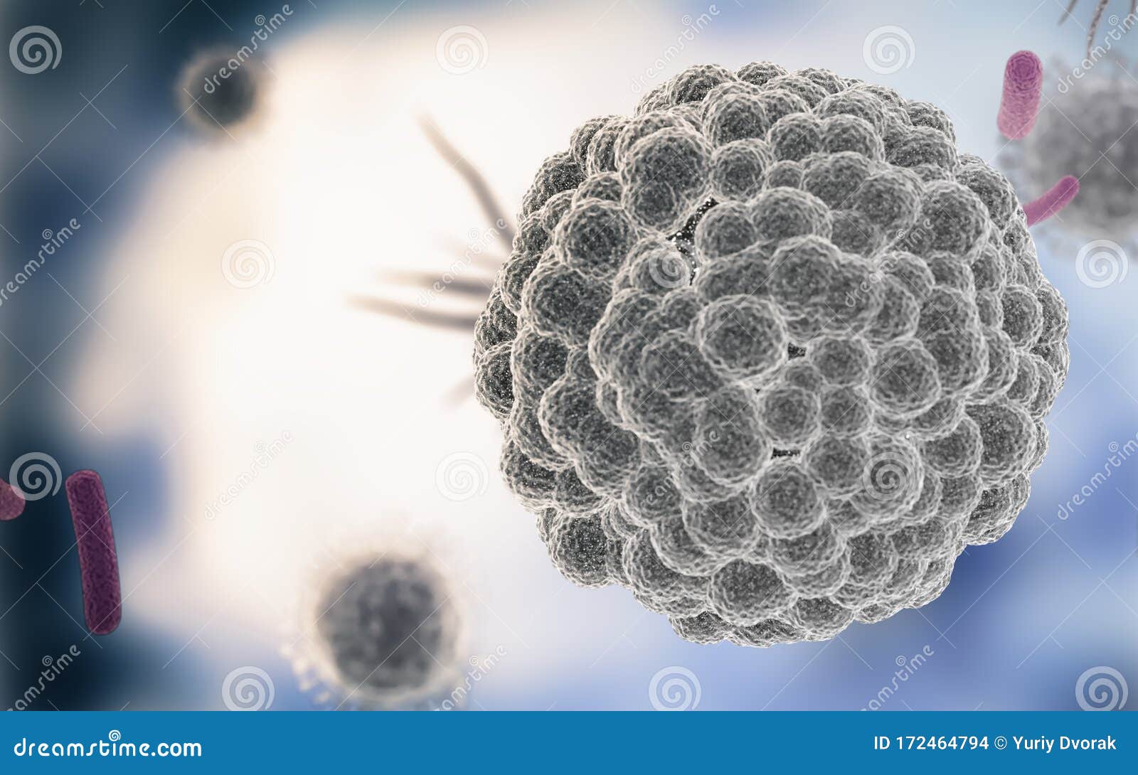 Virus Cells or Bacteria Molecule. Flu, View of a Virus Under a ...