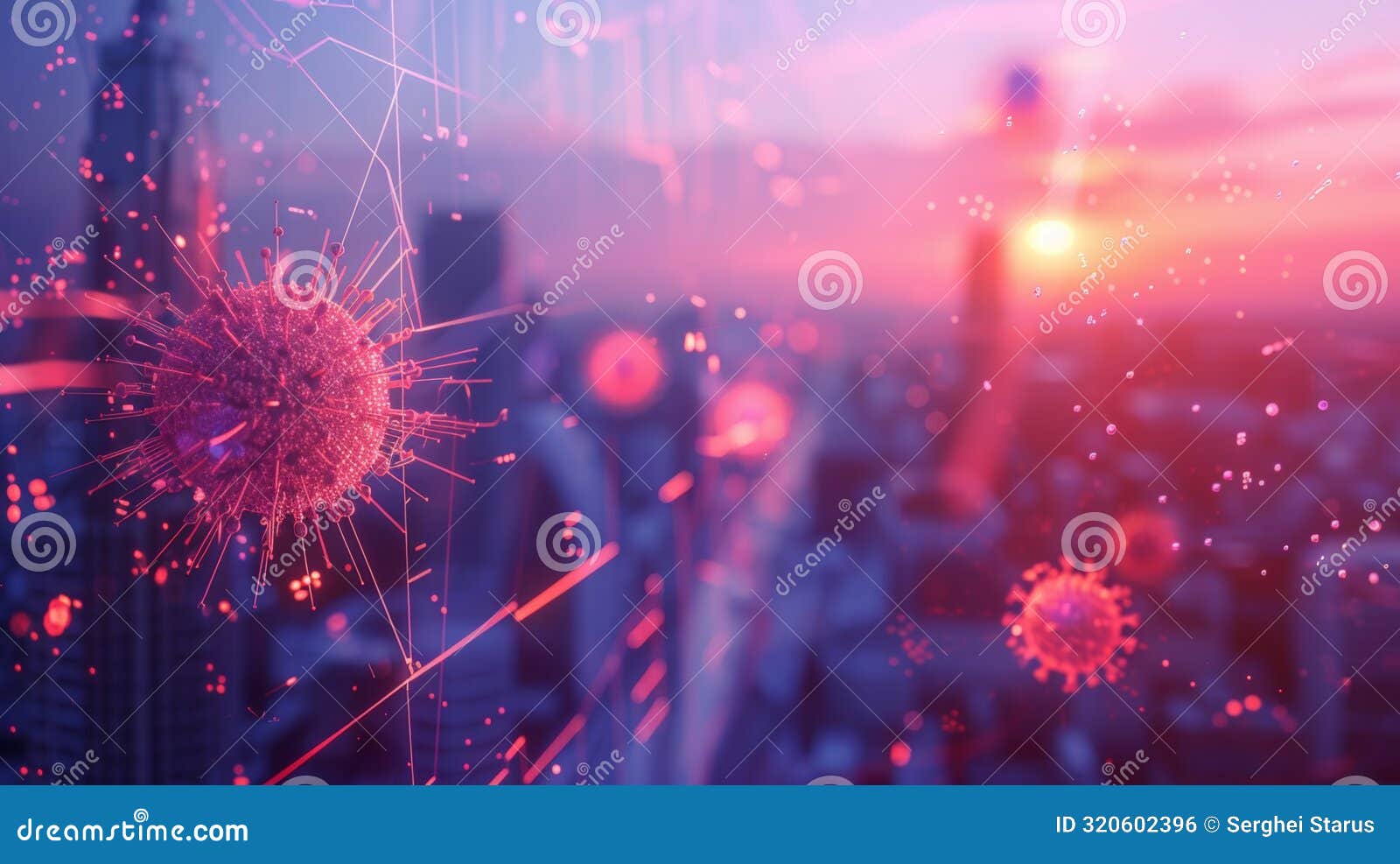 A Close Up of a Virus with Some Red and Pink Lights, AI Stock Photo ...
