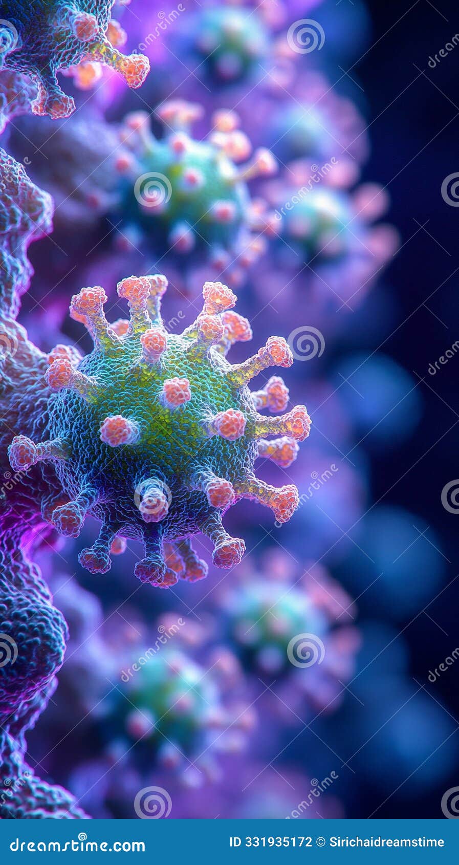 A Virus Under a Microscope, Highlighting Its Unique Structure Stock ...