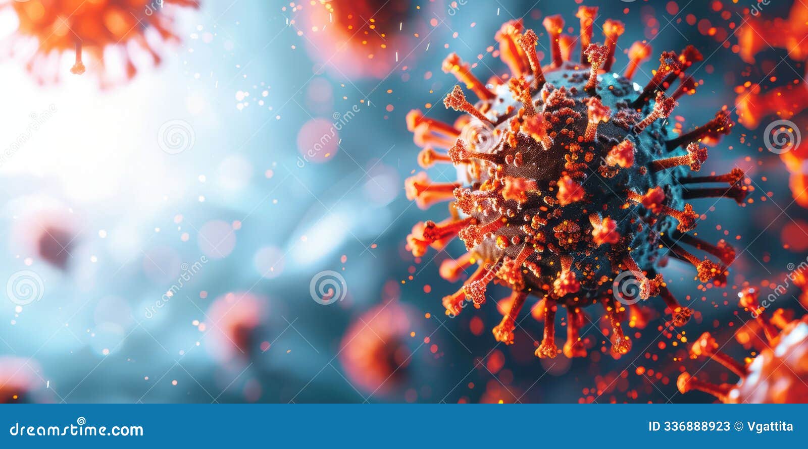 Close-Up of Viruses in a Microscopic Environment Showcasing Detailed 3D ...