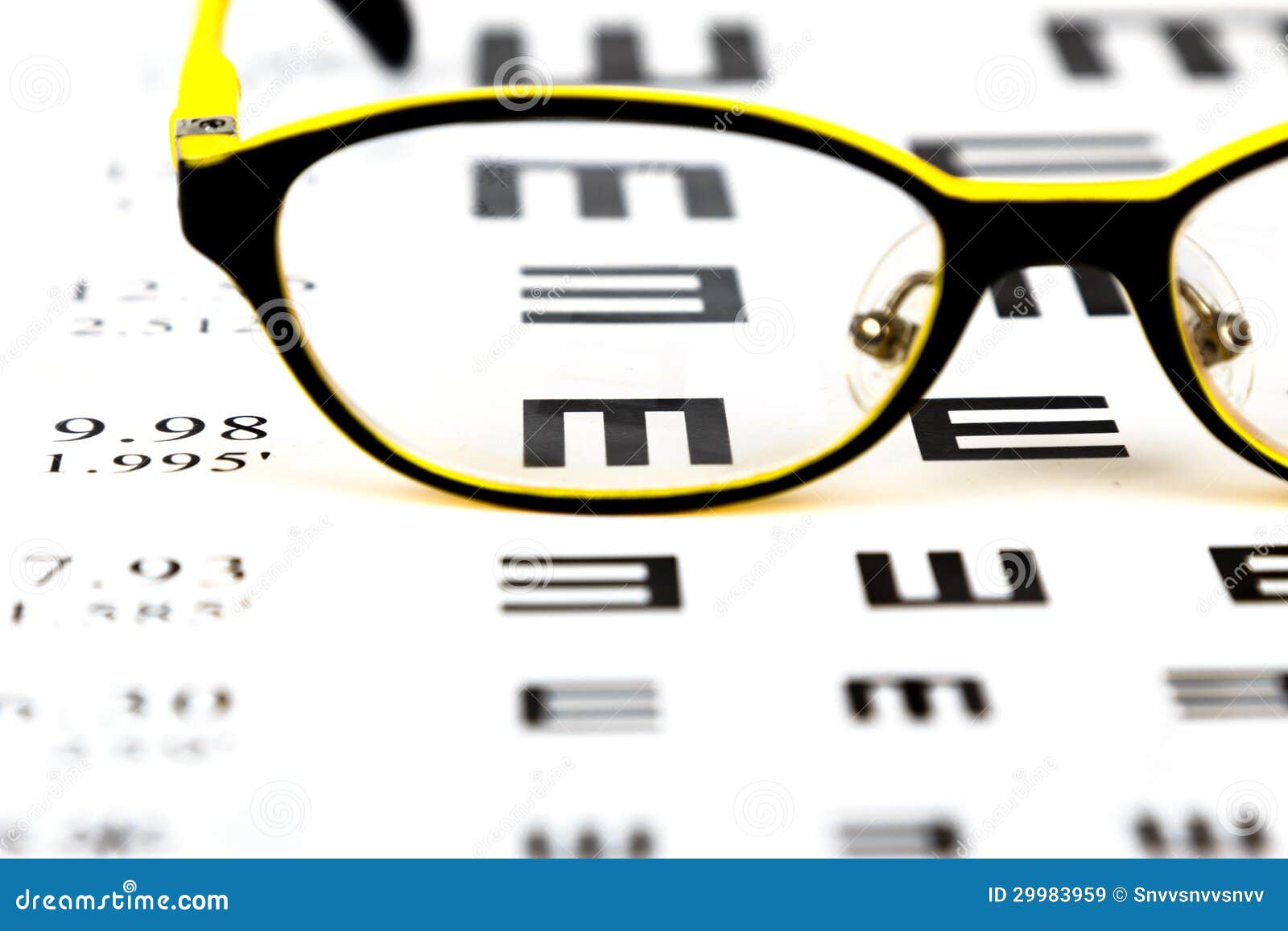 Glasses on Vision Test Chart Stock Image - Image of sight, blurry: 29983959